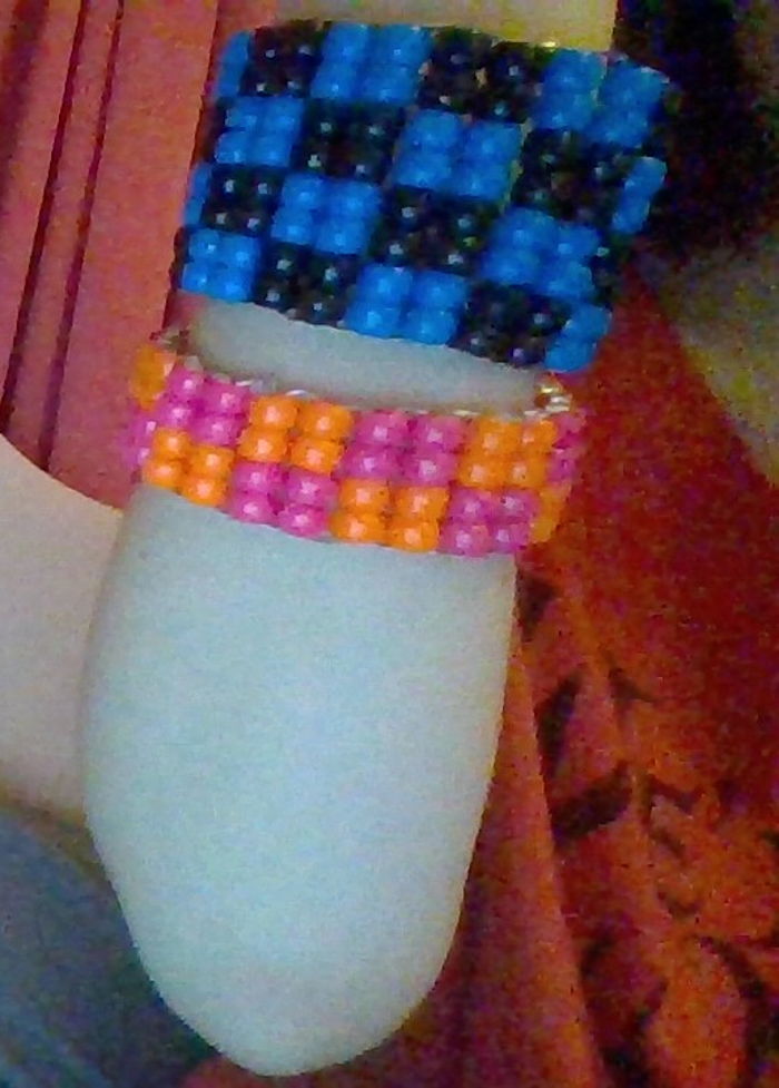 blue/black and pink/orange ladder cuffs! by kittifermcglorp - Kandi ...