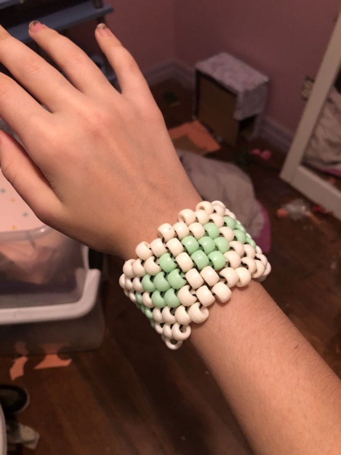 simple hearts kandi cuff light green by moonlit_mushroom - Kandi Photos ...