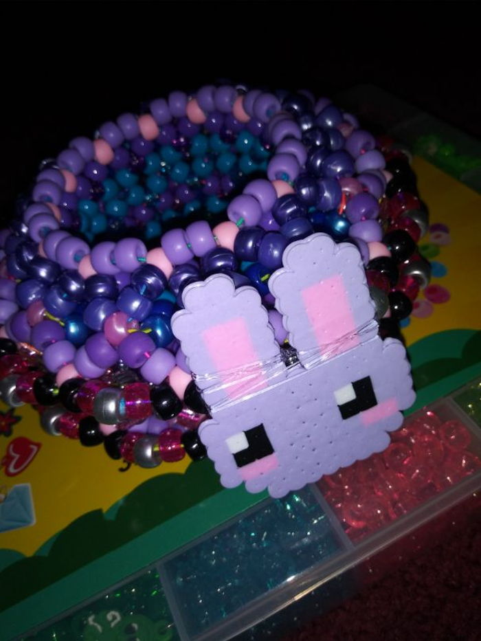 Purple Bunny Kandi Cuff by raincloverloves - Kandi Photos on Kandi Patterns