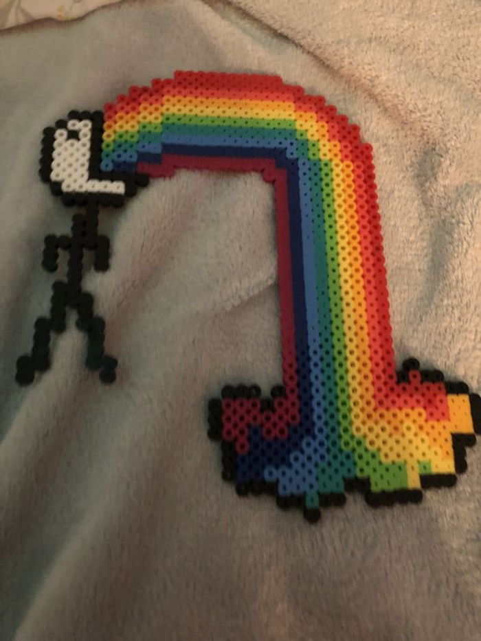 perler stick figure throwing up rainbow by allweknowiskandi - Kandi ...